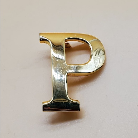 Anne Klein | Jewelry | Vintage Ak Gold Tone Letter P Pin Brooch | Poshmark